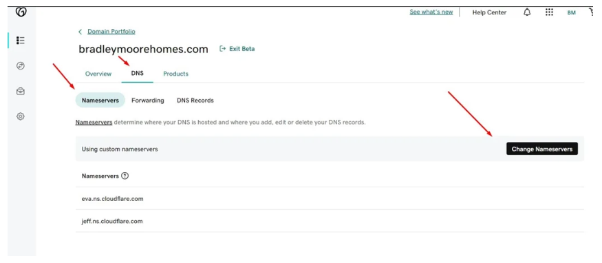 How to change Nameservers using GoDaddy
