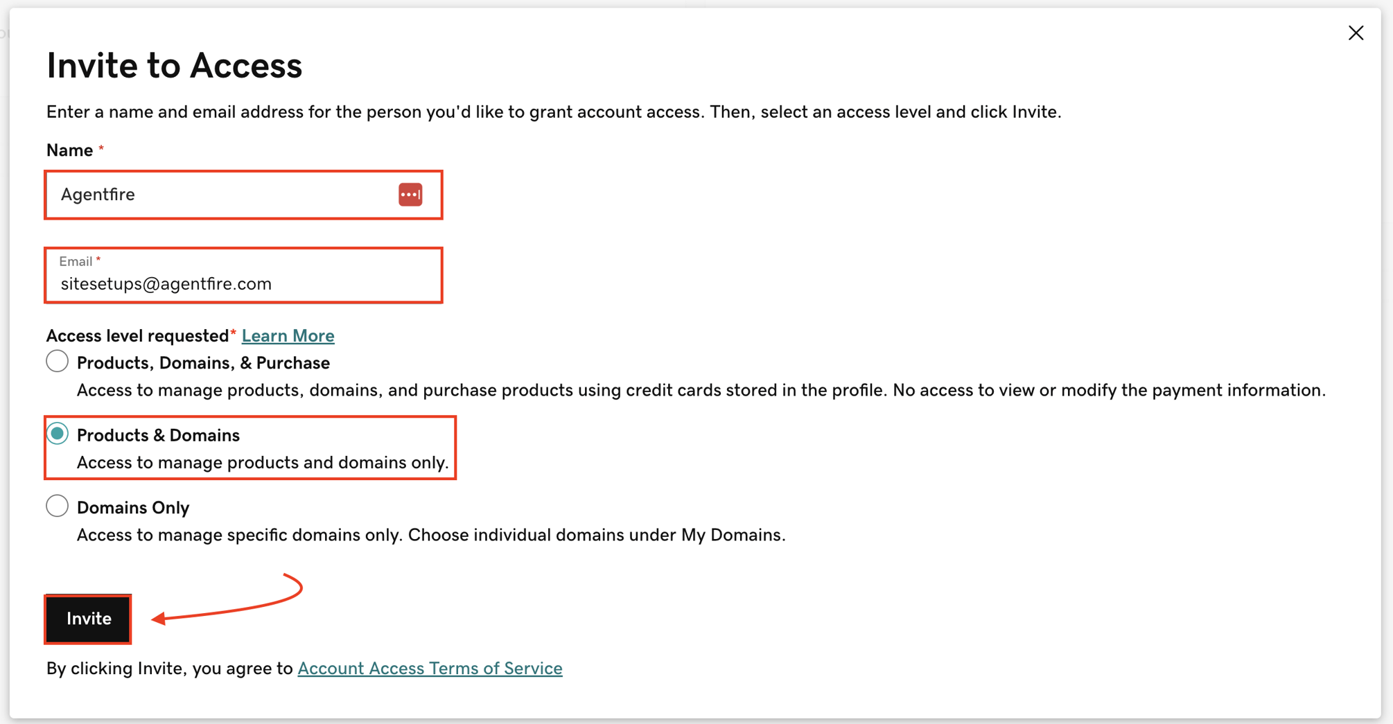 How to delegate access using GoDaddy