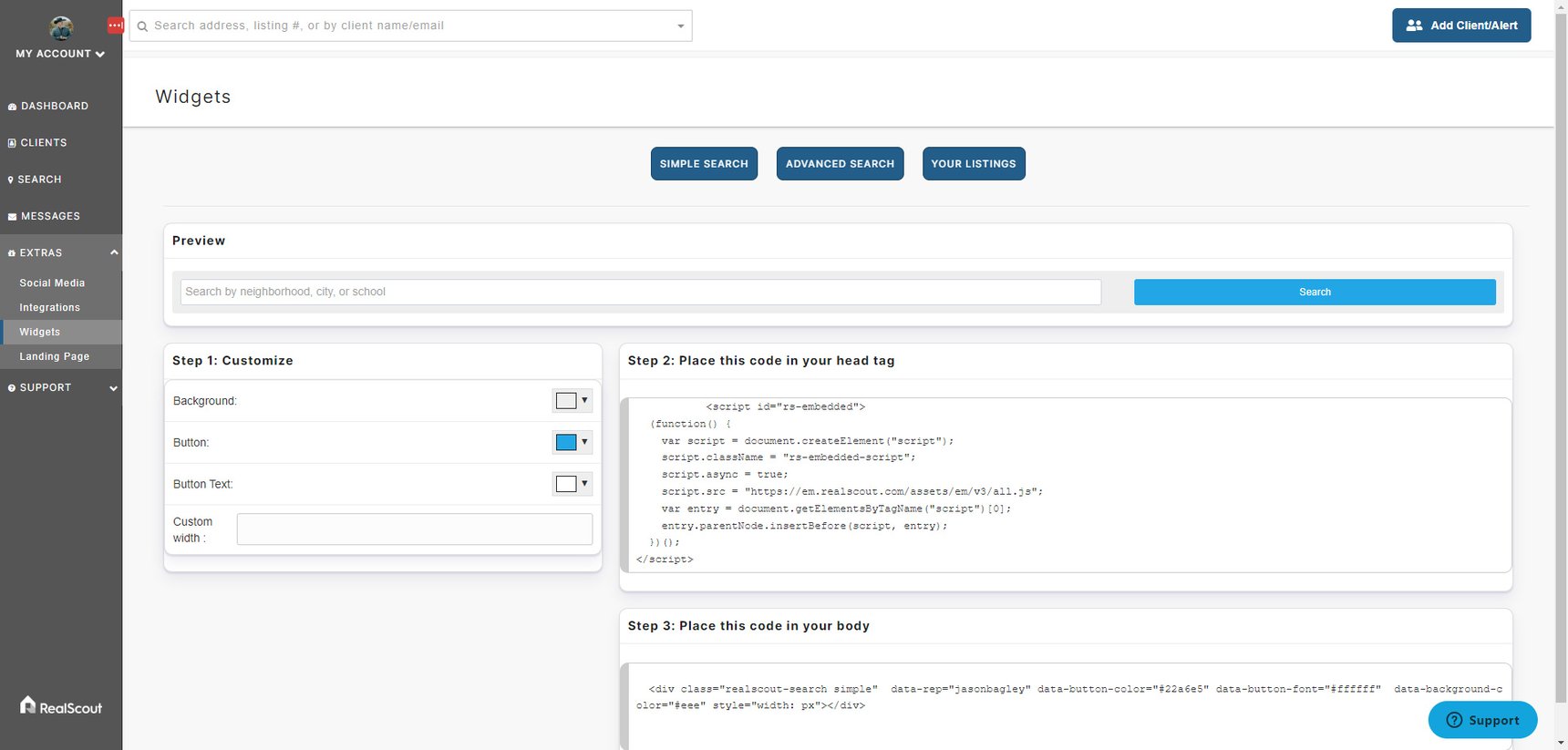 How to Add RealScout Search Widgets to Your AgentFire Website